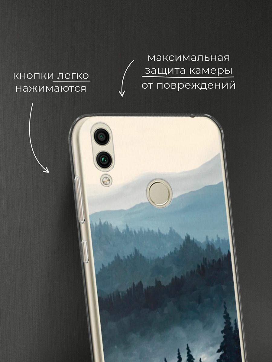 Силиконовый чехол на Honor 8C / Хонор 8С с принтом "Туманные горы" — фото 1