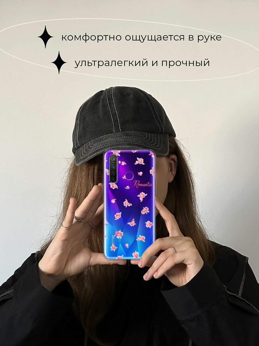 Чехол на Realme 5 Pro / Реалми 5 Про с принтом "Romantic 2", прозрачный — фото 1