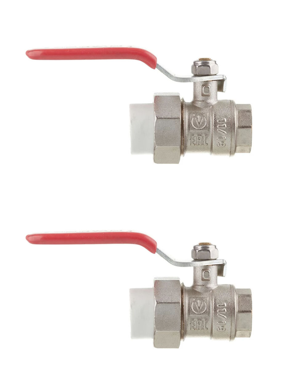 Кран шаровой латунный 20 мм х 1/2 ВР(г) для полипропиленовых труб с полусгоном (2 шт.)