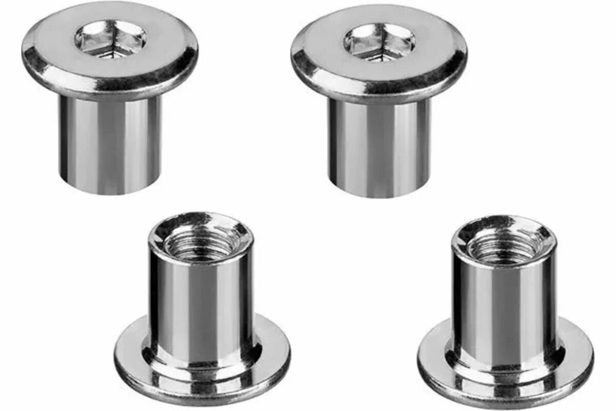 Гайка мебельная Эриксона Левша М6x12 глухая, цинк, набор 4 шт, У5-1336, крепежная деталь