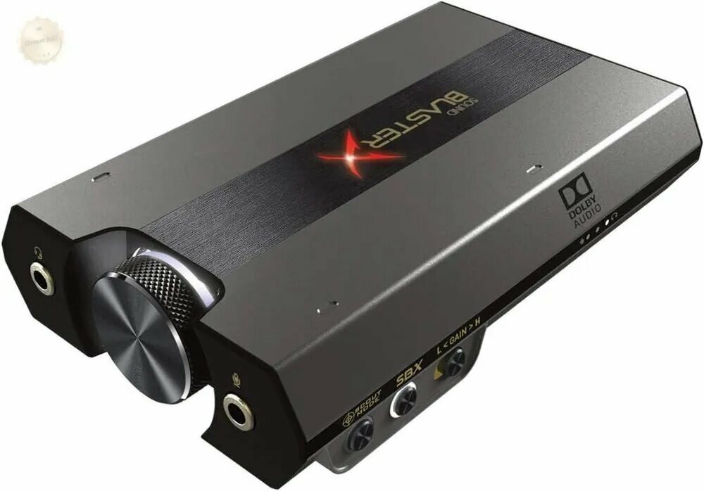 Creative Sound BlasterX G6 Внешняя звуковая карта, 32-bit/384 кГц, 7.1 виртуальный объемный звук, совместимость с ПК/PS4/Xbox, черный
