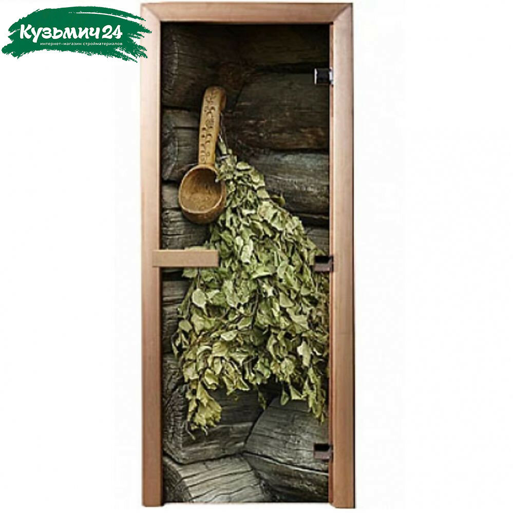 Дверь Doorwood с фотопечатью А003, 1900х700 мм, стекло 8 мм, 3 петли, лиственная