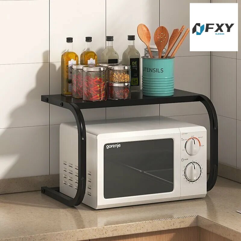 Эксклюзивная угловая полка для духовки и микроволновки из металла с двумя уровнями в черном цвете