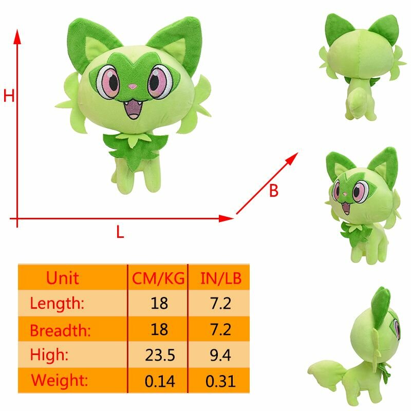 Покемон Плюшевые Мягкие игрушки кукла Pokemon / Sprigatito 23.5 cm