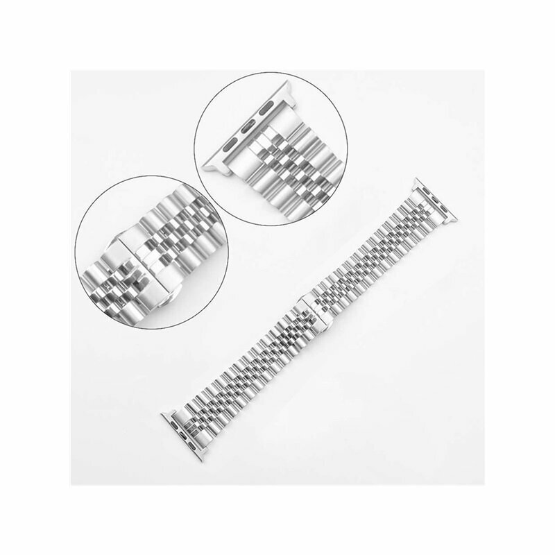 Металл ремешок для Apple Watch Band Ultra 2 49мм, 46мм, 45мм, 44мм, 42мм, серия iWatch 10 9 8 7 6 5 4 3 2 1 Ремешок из нержавеющей стали SE с раскладывающейся застежкой-бабочкой, металл,