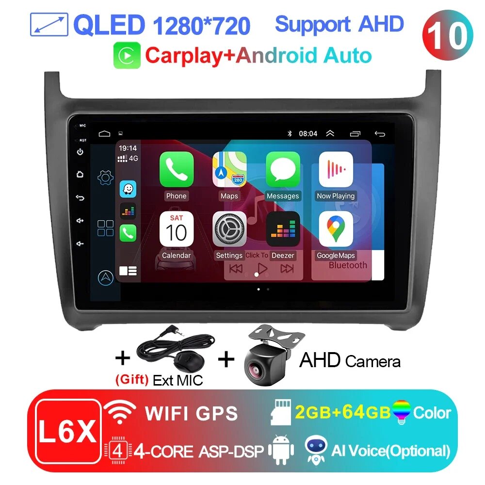 LEHX Pro для Volkswagen VW Polo седан 2008-2018 Автомобильный радиоприемник Мультимедийный видеоплеер Android 14 dsp 8-ядерный GPS 2 din DVD Carplay L6X(2-64GB)CAM