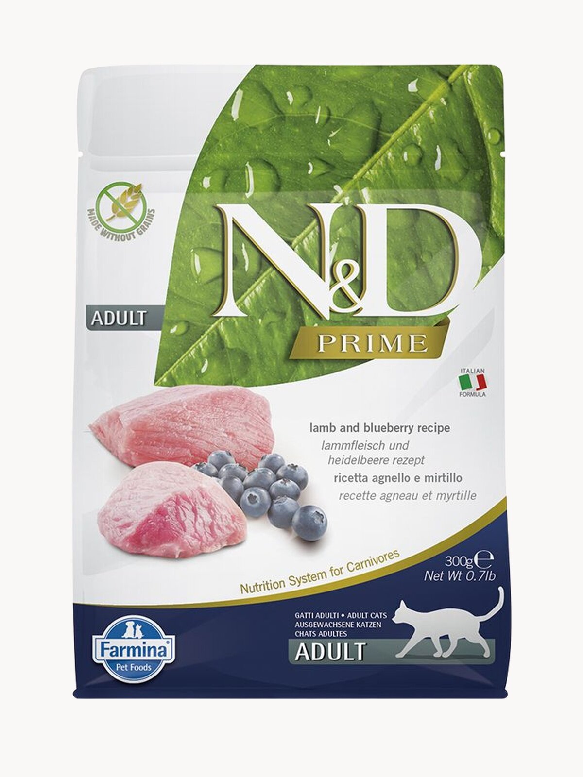 Cухой корм для кошек Farmina N&D Prime Для взрослых кошек Ягненок с черникой Фармина беззерновой