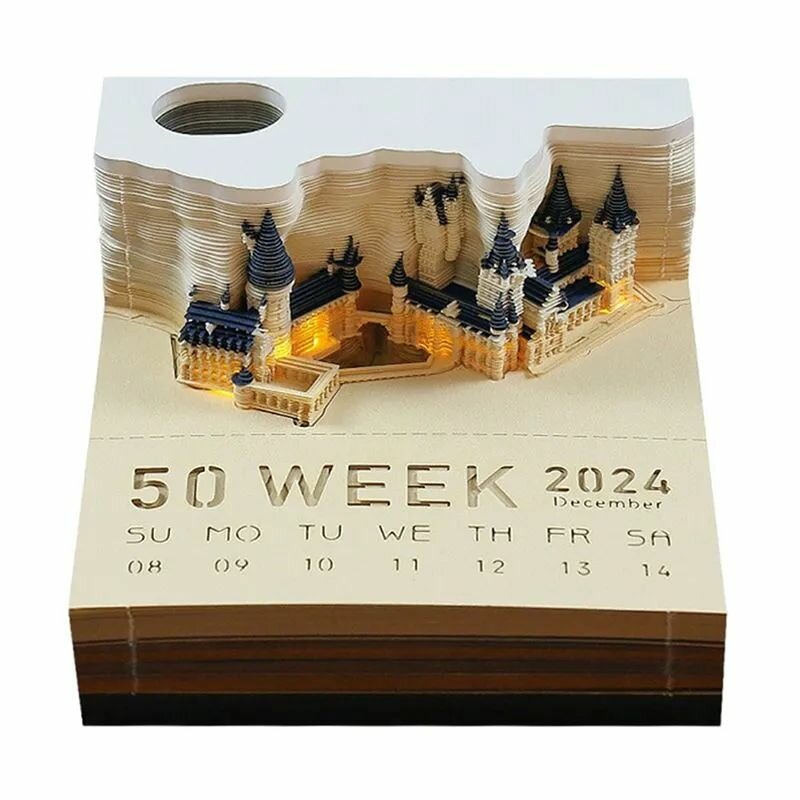 Персонализированный календарь 3D, светящийся, замок Гарри Поттера, с акриловой коробкой