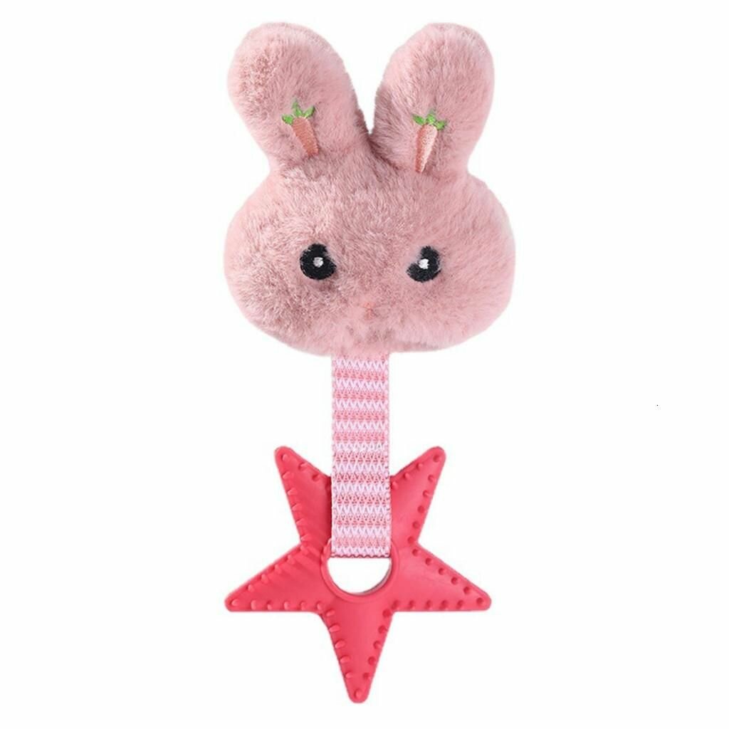 Плюшевые следы кролика, устойчивые к звукопоглощению, забавная игрушка для собак и кошек-светло-розовый кролик