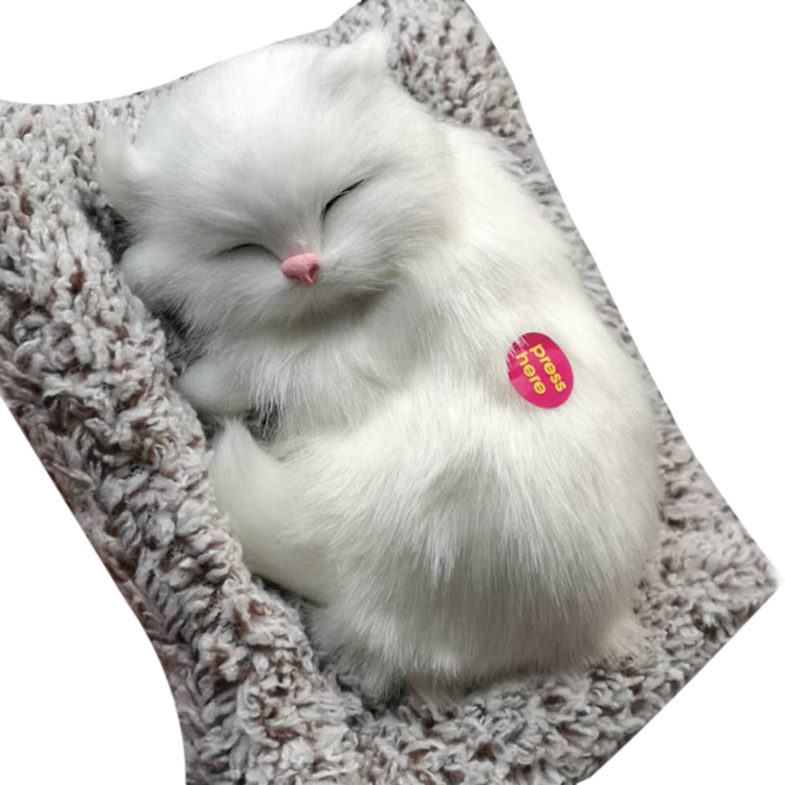 Simulation cat dog golden retriever labrador corgi plush doll animal doll breathing model toy cat Pure white rabbit fur cat-with a cry Черно-белый, коричневый, белый, желтый, серый 240*190*60mm 113g 1шт