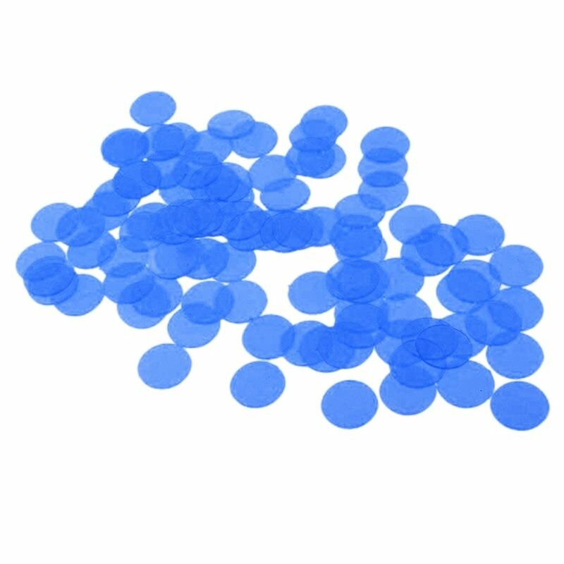 1 упаковка из 100 пластиковых фишек для игры в бинго-синяя