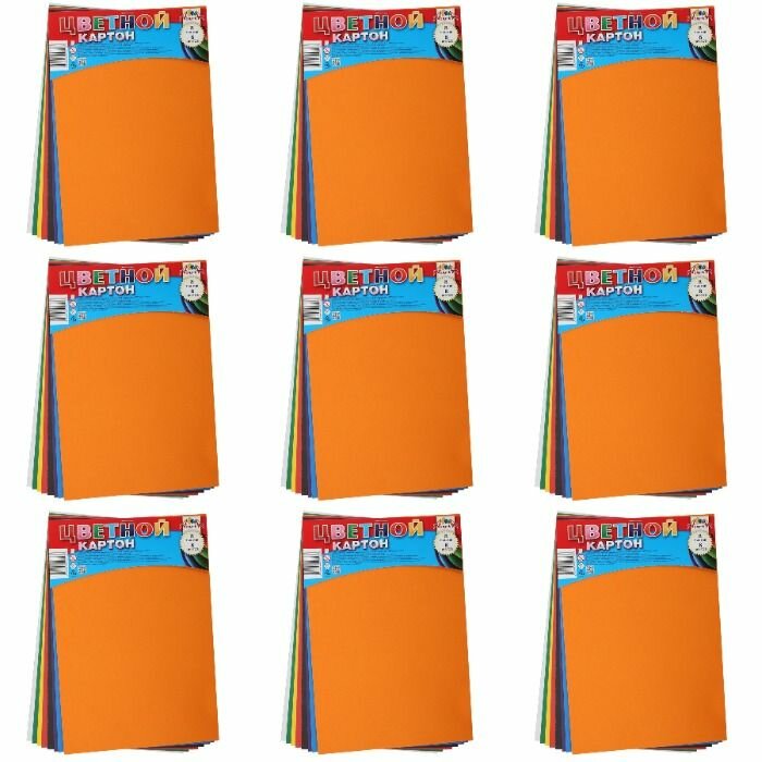 Апплика Картон Цветной, 8 цветов, 9 шт