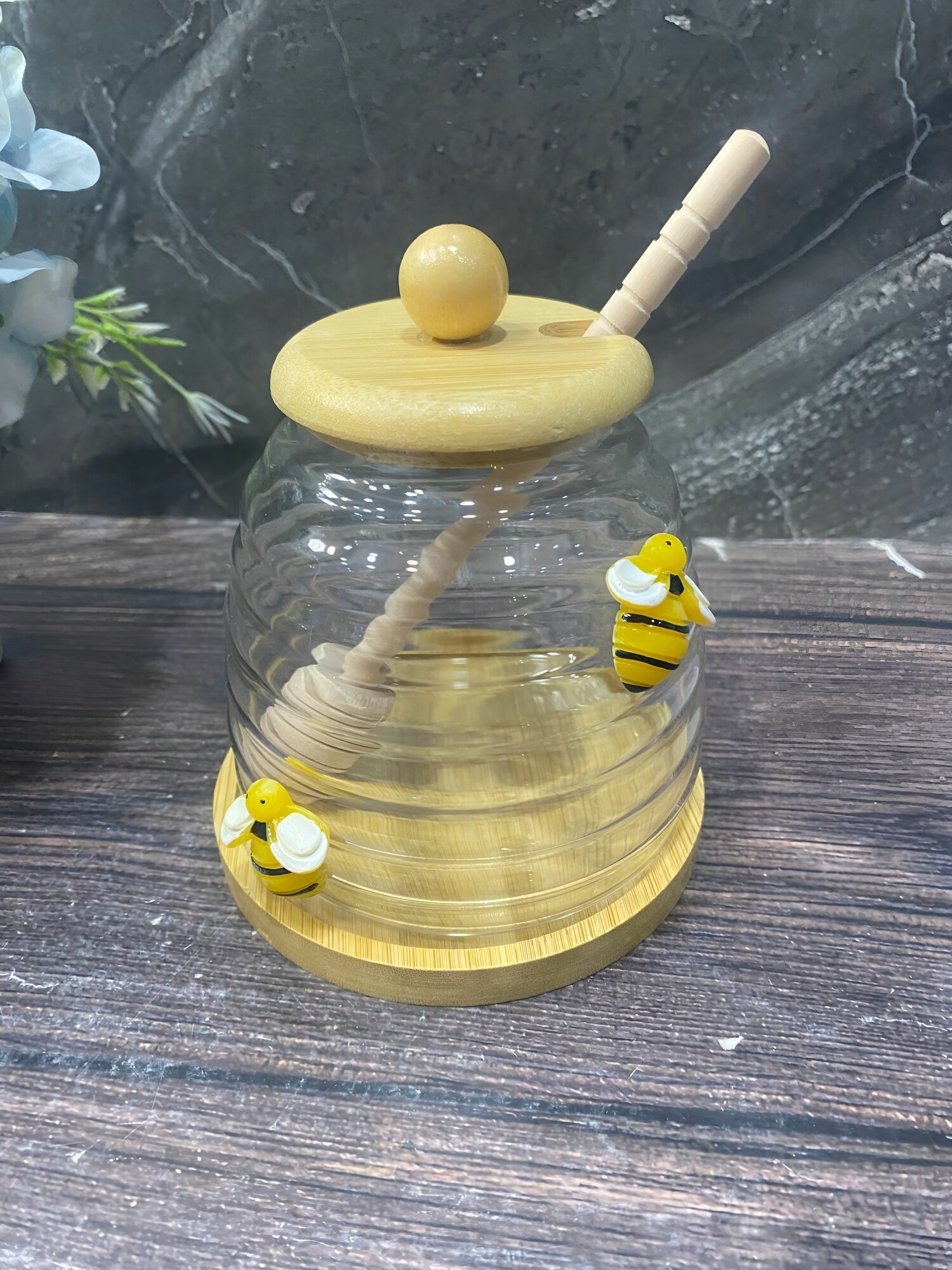 Банка для меда с ложкой, 500 мл.