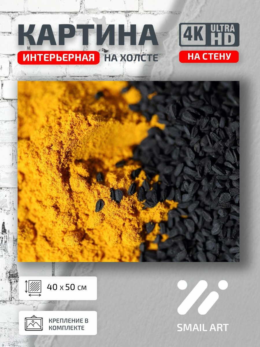 Картина на холсте интерьерная 40 на 50 на стену Куркума Food для гостиной кулинария декор