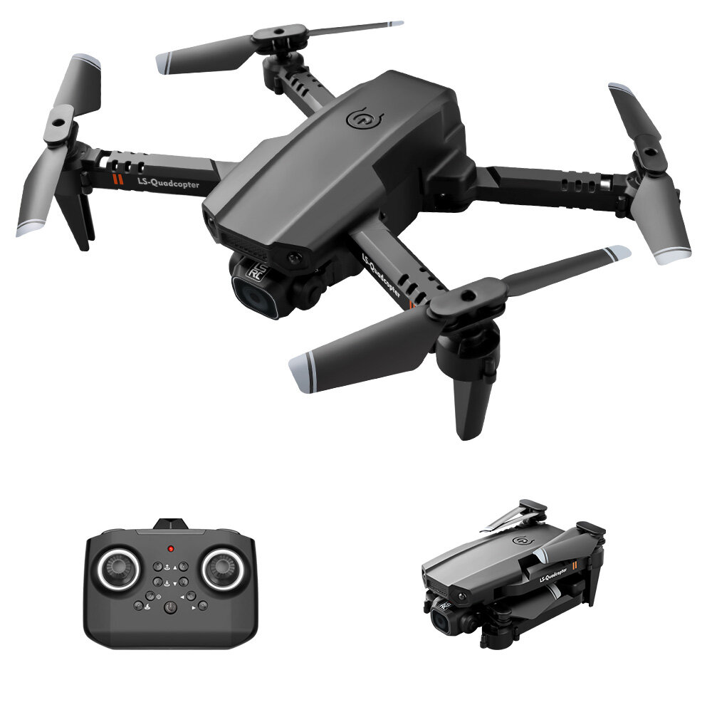 RC дрон LS-XT6 черный размер 17.5*14*4.2 см / 8.5*5.3*4.2 см сложен, 6-осевой гироскоп, 3D флип, безголовый режим, удержание высоты, время полета 12 мин, дистанция 100 м, батарея 500mAh 3.7V литий, чarger 60 мин, контроллер 2.4GHz, для детей и взрослых