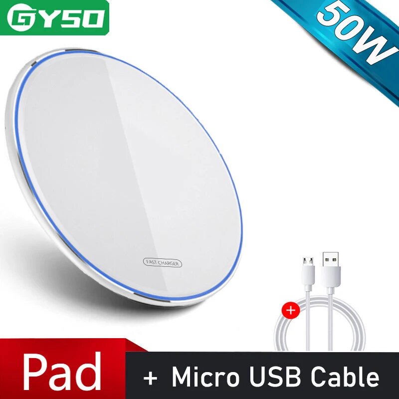 Беспроводное зарядное устройство 50 Вт для iPhone 14, 13, 12, 11 Pro, XS Max, X, XR, 8 Plus, Samsung S22, S21, S20, S10, S10e, S9, S8, быстрая зарядка