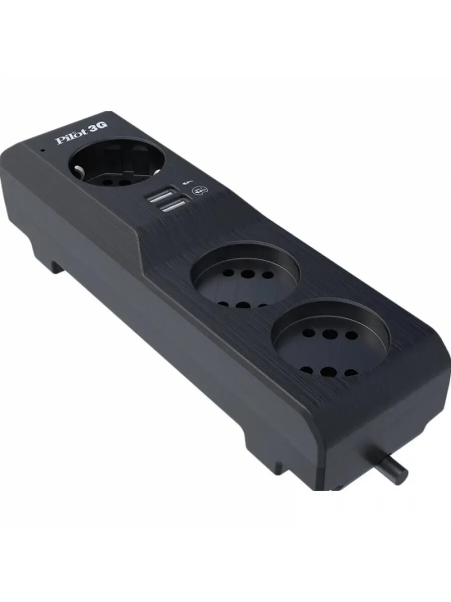 Сетевой фильтр Pilot 3G 7м (3 розетки) цвет черный, 2200 Вт, 7м