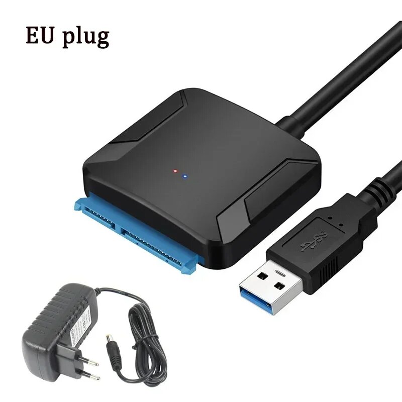 USB 3.0 SATA адаптер с EU вилкой для HDD 2.5/3.5"