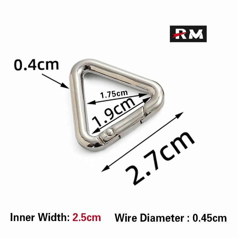 Кольцо карабин для сумок, пружинная пряжка треугольная, разъемная металлическая фурнитура, цинковый сплав, серебристый, 2 шт, ремонт и DIY аксессуары
