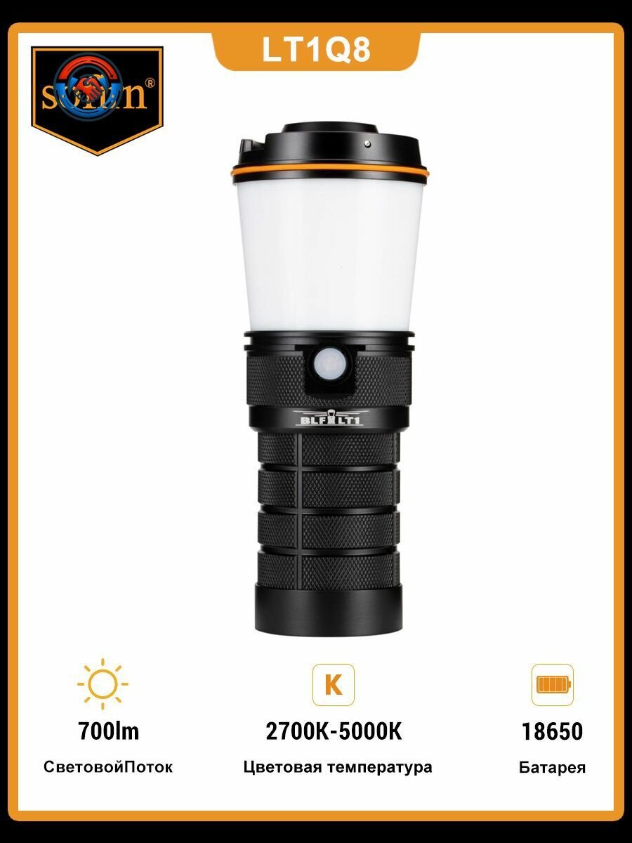 Фонарь-прожектор Sofirn BLF LT1 Q8, USB-C, 18650, 600 люмен, тёплый и нейтральный свет, водонепроницаемый, для кемпинга и поиска
