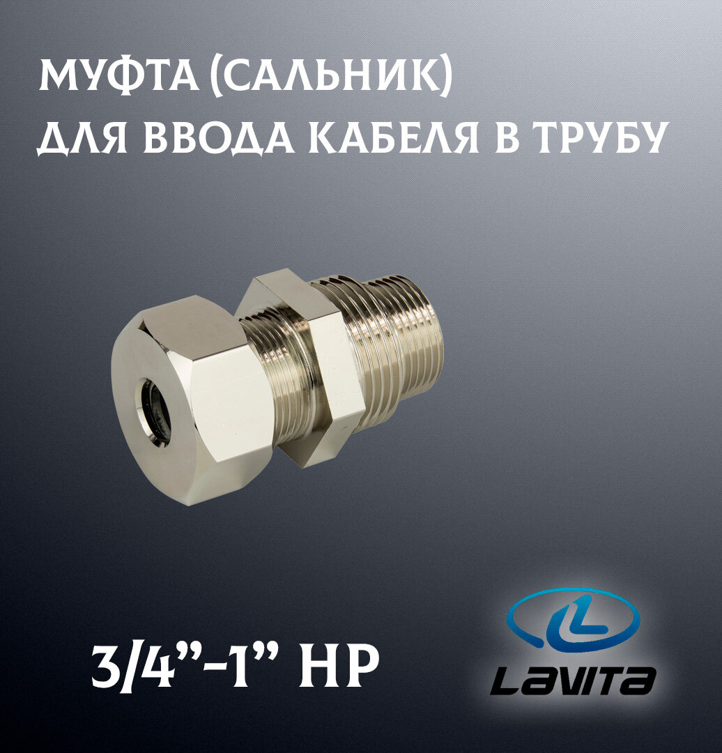 Муфта для ввода пищевого саморегулирующего кабеля в трубу PI 3/4"x1" Lavita