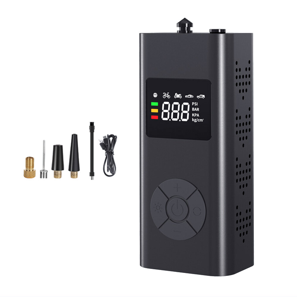 Многофункциональный бескабельный автомобильный насос для шин USB заряжаемый мини цифровой дисплей воздушный насос надуватель шин портативный компрессор, черный, металл+пластик, 60W, PSI, BAR, KPA, KG/CM2, длина шланга 100мм, батарея 3.7V 2000mAh, размер