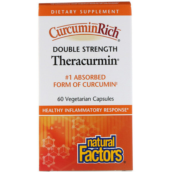 Natural Factors CurcuminRich Theracurmin, двойная сила 60 растительных капсул
