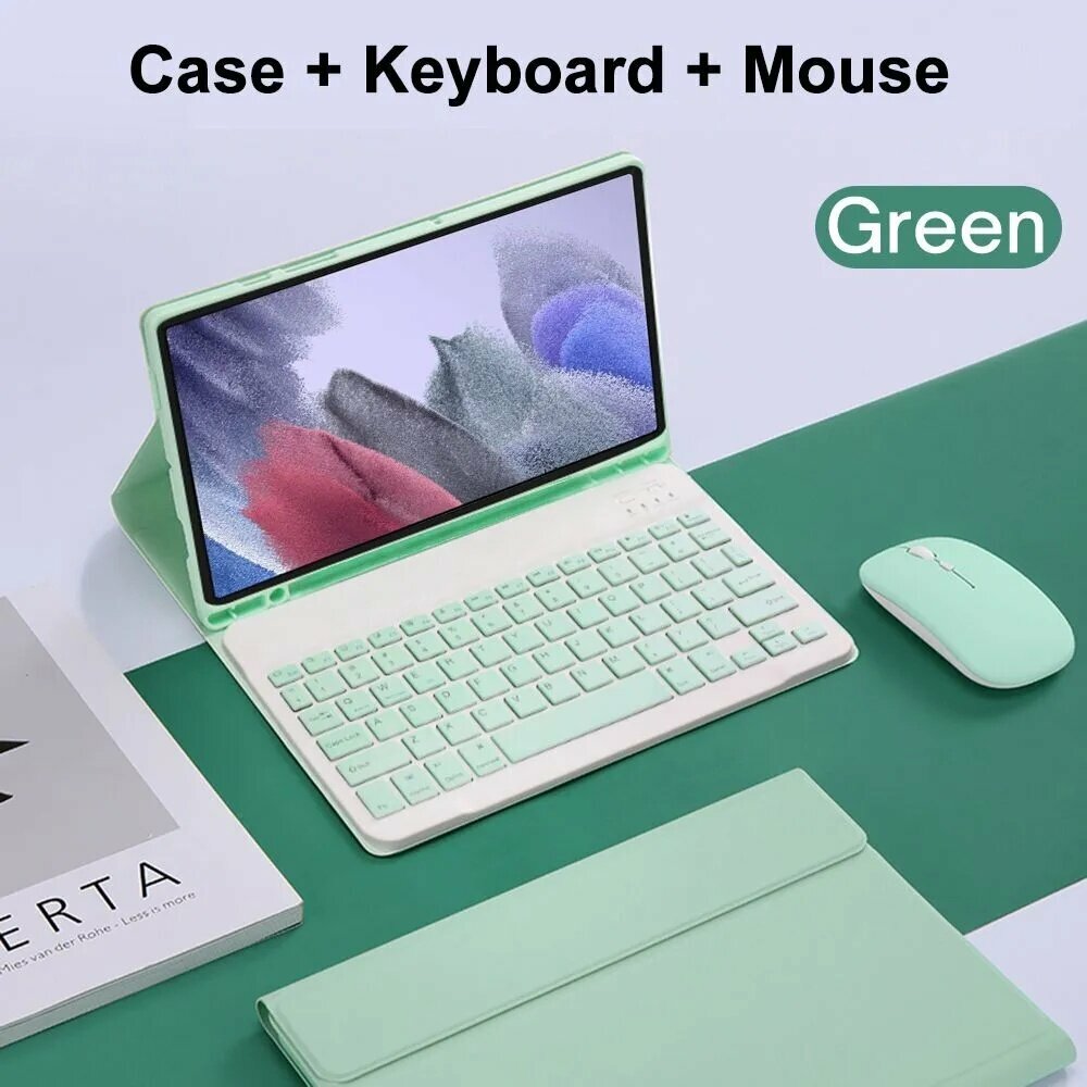 Чехол для планшета Samsung Galaxy Tab A7 Lite 8,7 дюйма, чехол с русской клавиатурой для Samsung (SM-T220/T225/T227) с Bluetooth-мышью