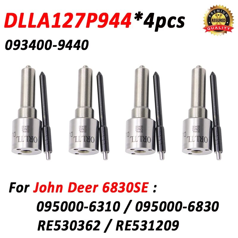 4 шт. DLLA127P944 Дизельные форсунки 095000-6310 095000-6830 Топливные форсунки DLLA 127 P 944 для John Deere 6830SE RE530362 RE531209