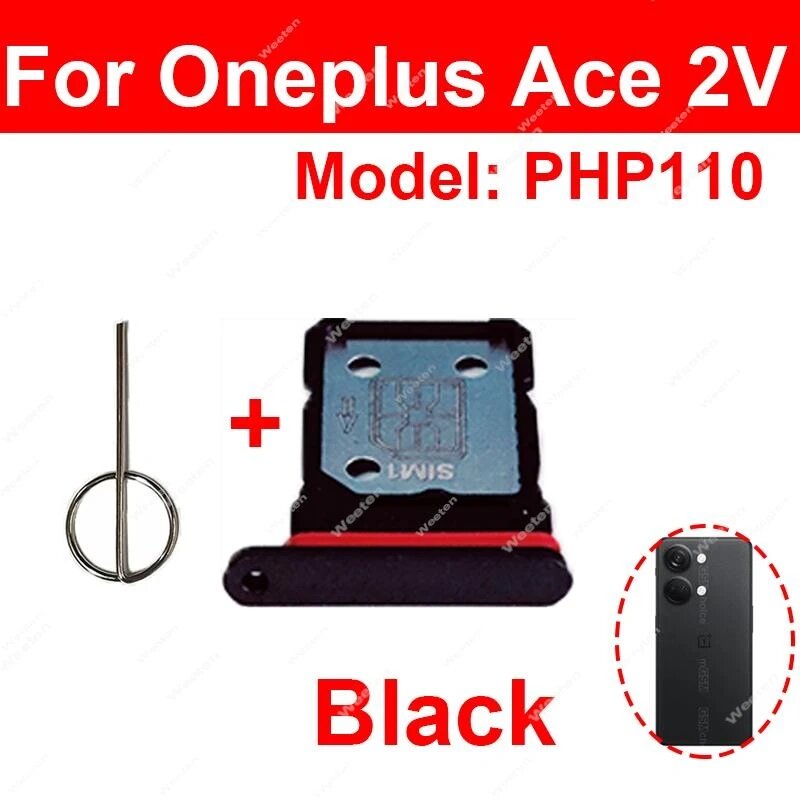 Лоток для SIM-карты для Oneplus 1+ Ace Pro Ace 2 2V ACE Racing Ace 3V Адаптер для слота для SIM-карты Считыватель SIM-карты Запасные части Ace 2V-Black