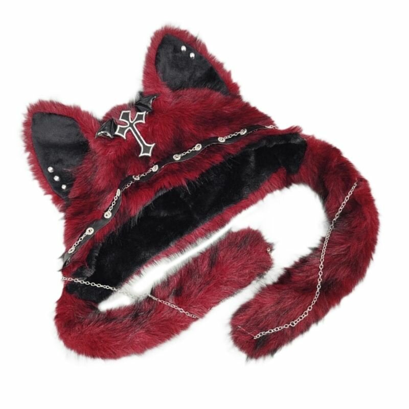 Шляпа с Кошачьими Ушками для горячей девушки из Субкультуры Панк-Красного Вина