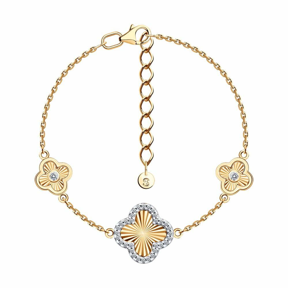 Браслет, серебро, 925 проба, золочение