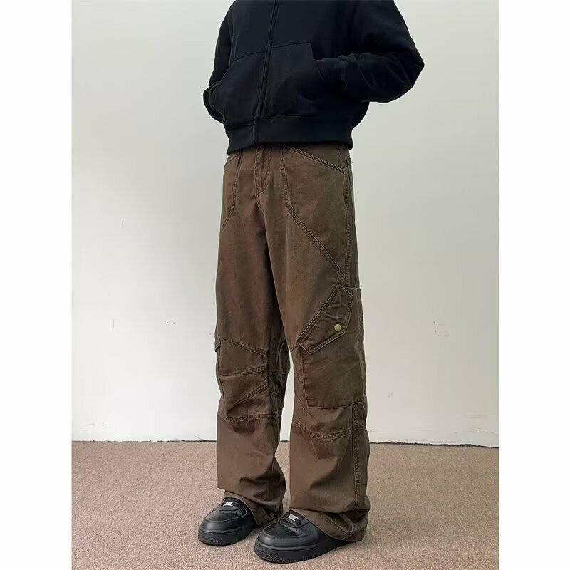 MON Джинсы Мужские Американские Винтажные Новые Карго Прямые Деним, Размер_2XL