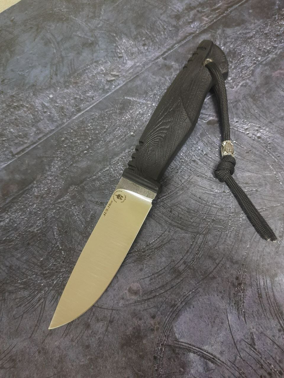 Нож разделочный Н-3 нескладной охотничий AUS-10co, эластрон, кожаный чехол