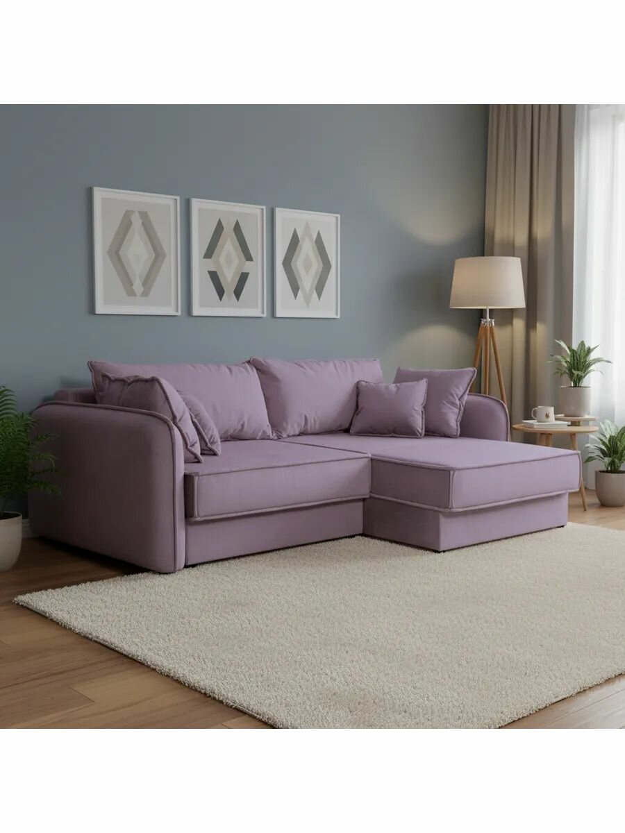 Угловой диван-кровать бруно раскладной в спальню, в гостиную, спальное место 148Х200, фламинго