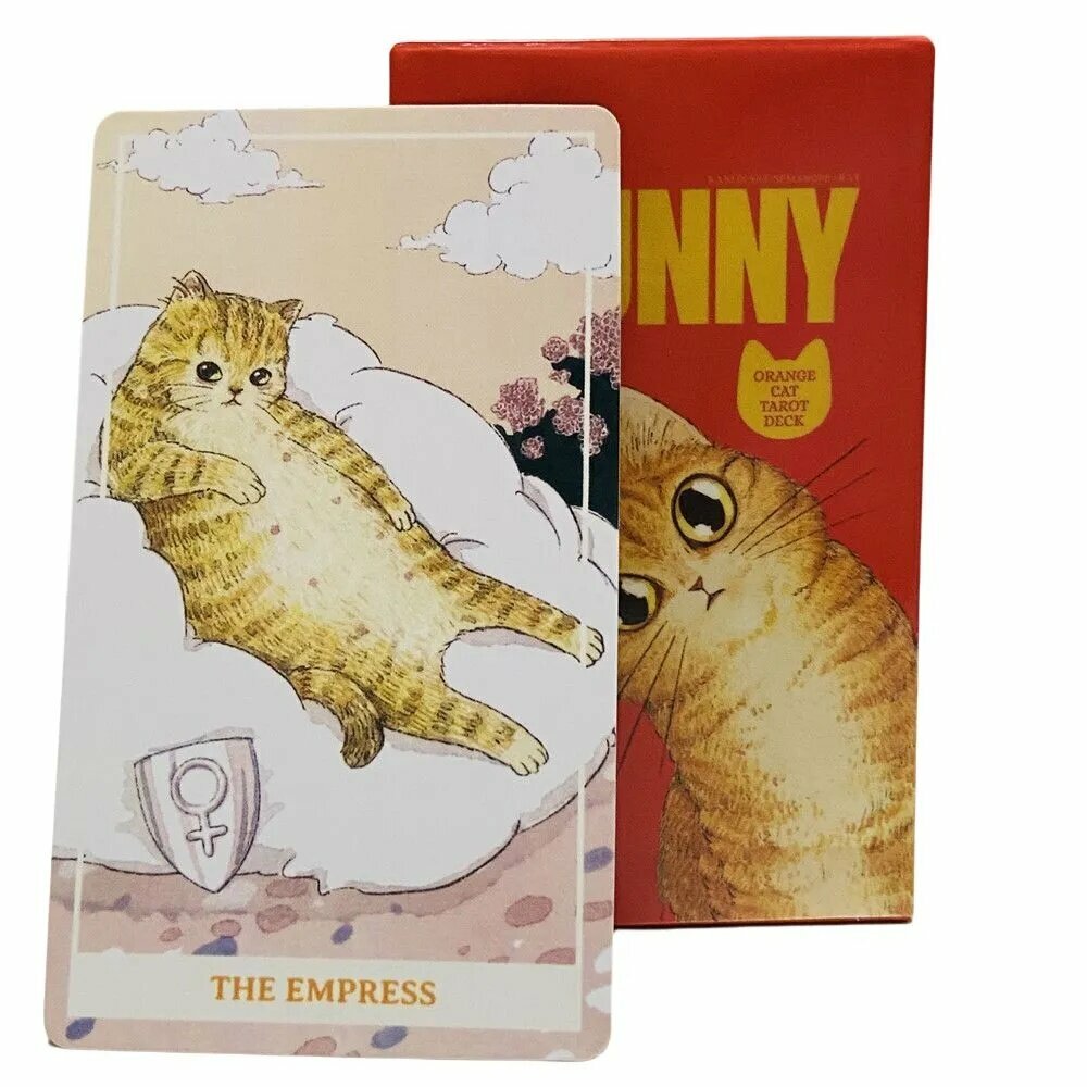 Колода таро "Солнечно-Оранжевый кот", Английская версия,78шт Колода карт для гадания с милым котенком