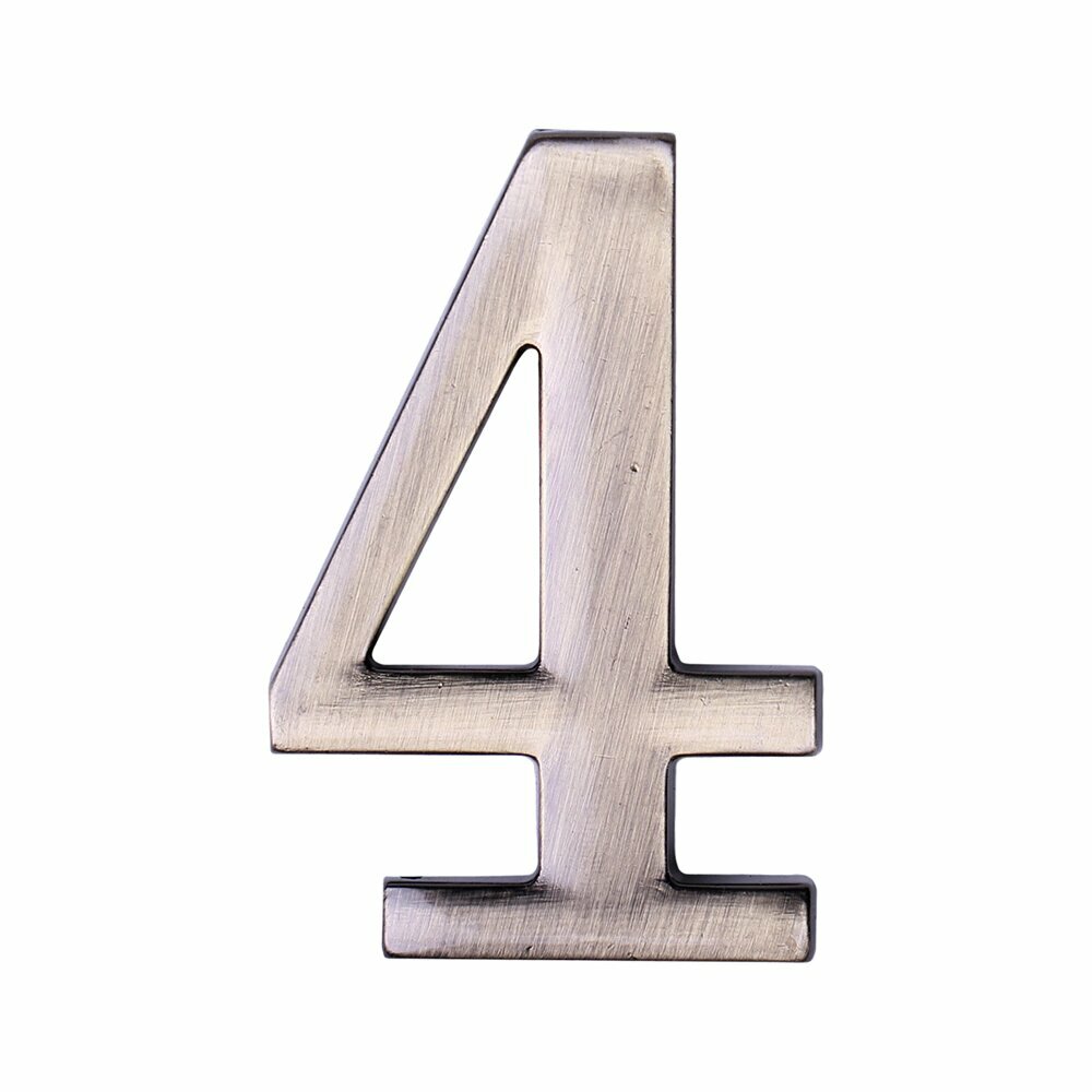 Номер на дверь Larvij "4", самоклеящийся, 45 х 28 х 4 мм, бронза