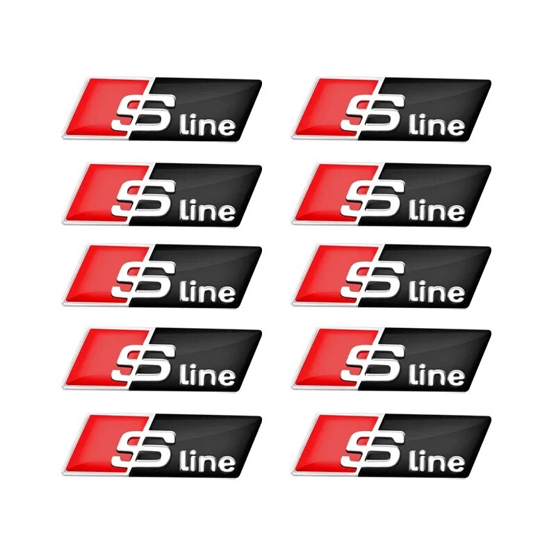 3D алюминиевый значок SLINE RS, наклейка на руль автомобиля, авто эмблема, 10Pcs-Sline Black