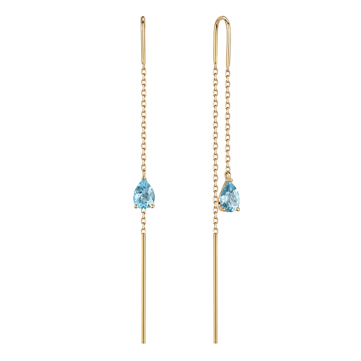 Серьги, желтое золото, 585 проба, топаз