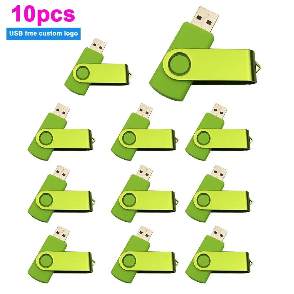 10 шт. USB флешек KAWEIDA 256M, зеленые, USB 2.0