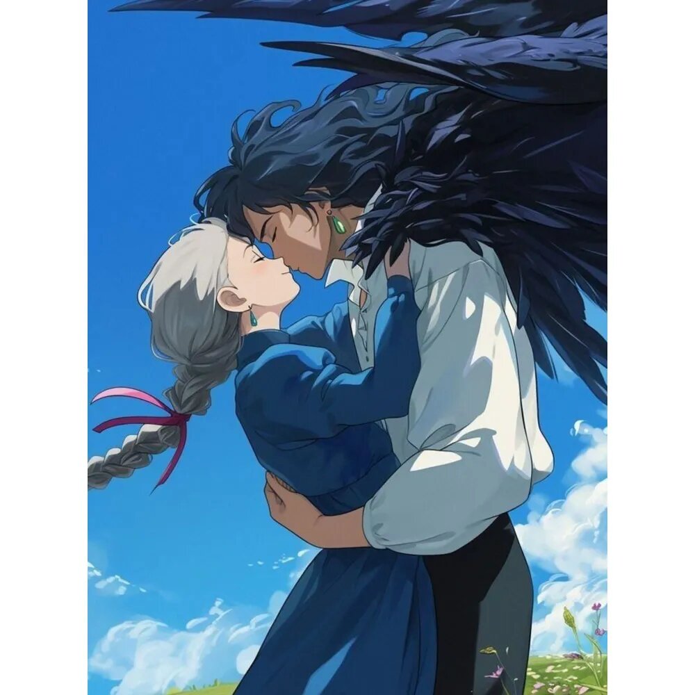 Алмазная Мозаика "Ходячий Замок Софи И Хаул" 40х50 См Алмазная Вышивка / Картина Стразами Подарков / Украшения