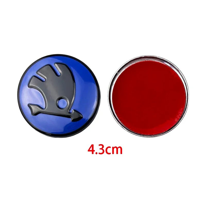 Эмблема на руль автомобиля из алюминиевого сплава 43 мм для Skoda Fabia Karoq Kodiaq Yeti Rapid Blue
