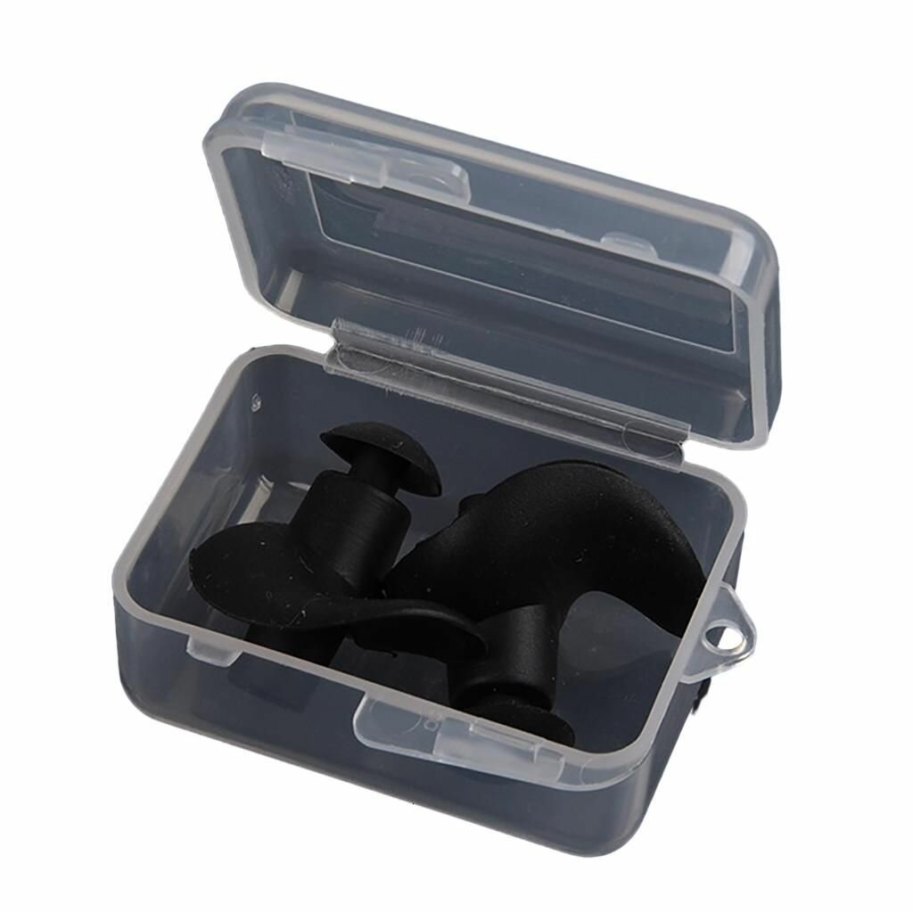 2 штуки водонепроницаемых силиконовых берушей для плавания, серфинга и купания, Черный