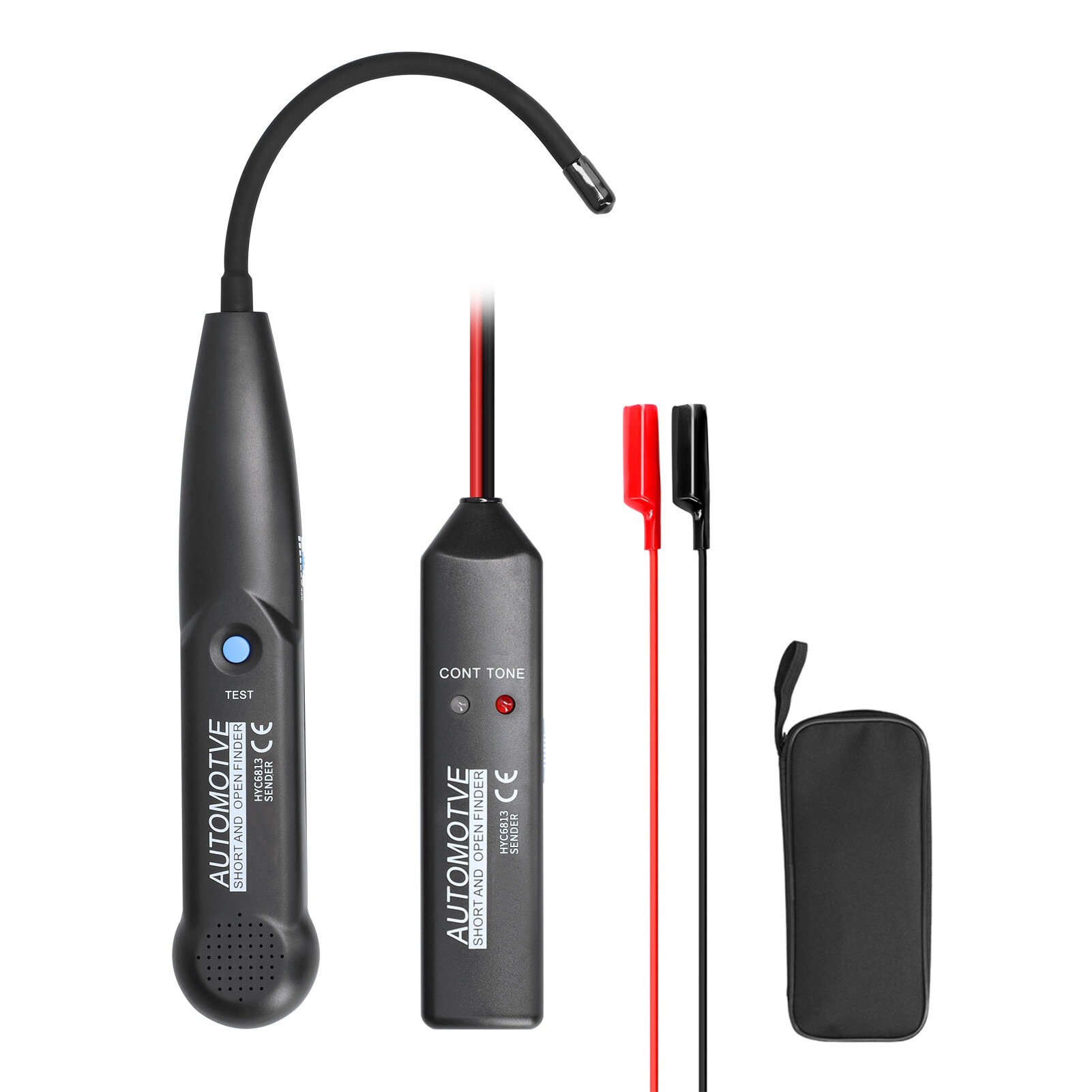 Автомобильный кабельный трекер для поиска коротких и открытых цепей тестер для ремонта автомобилей детектор трасер тип HYC6813 без светодиода с сумкой для хранения черного цвета материал ABS максимальное напряжение постоянный ток 42В частота генератора