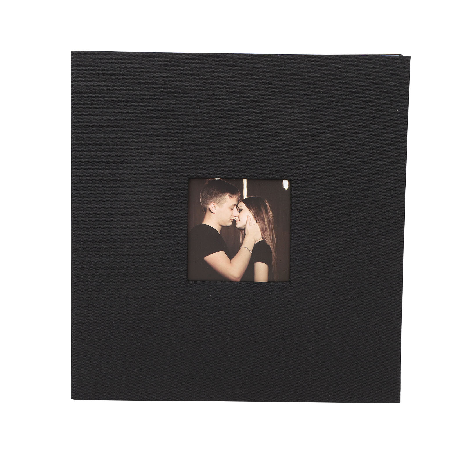 Фотоальбом с льняной обложкой и окошком на лицевой стороне, самоклеящийся, для скрапбукинга, большой вместимости, для фотосессий, детских праздников, свадеб, годовщин, черный.