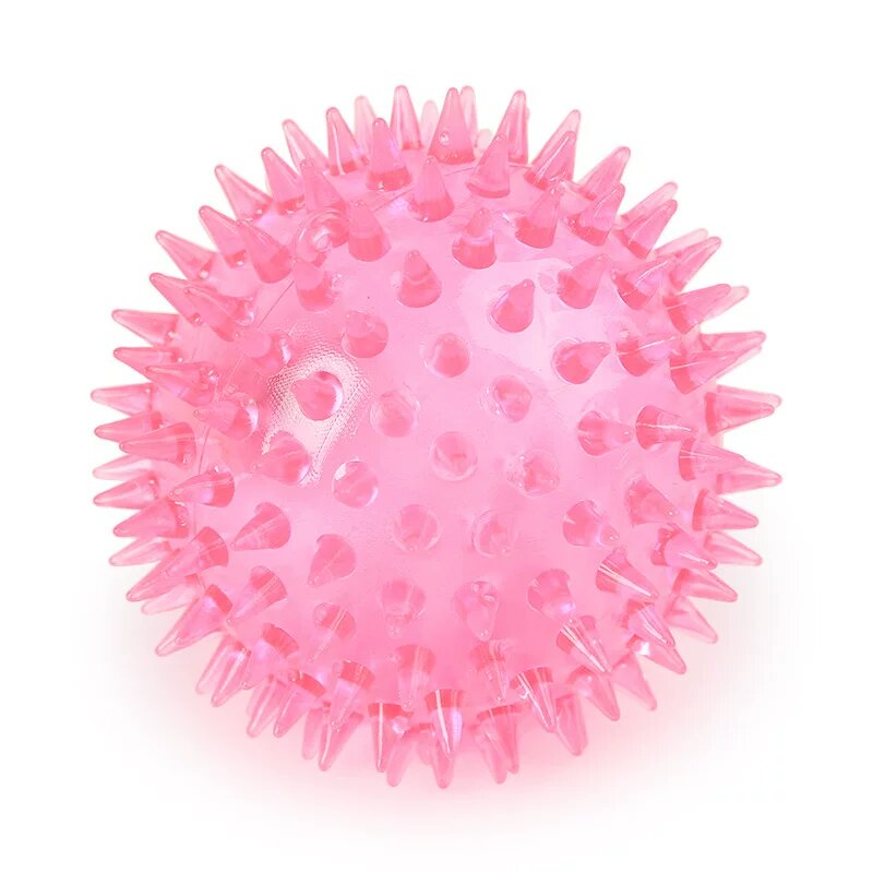 Свистящий Светящийся Шарик для Собак - Розовый Большой Размер, Тренировочный Игрушка для Терьеров и Золотых Ретриверов