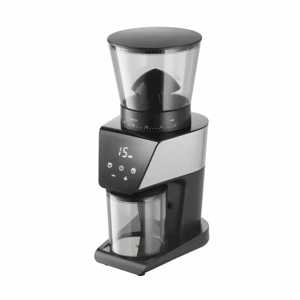 Кофемолка электрическая, с сенсорным управлением и дисплеем, стальные жернова, черная