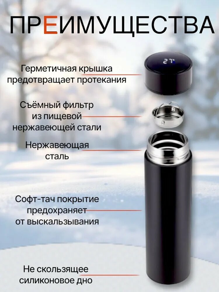Термос с датчиком температуры для напитков — фото 1