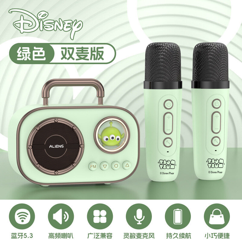 Официально лицензированный мини-динамик Disney Collaboration с Bluetooth, портативный динамик для пения с одним/двумя микрофонами, для улицы, интернет-знаменитостей и прямых трансляций