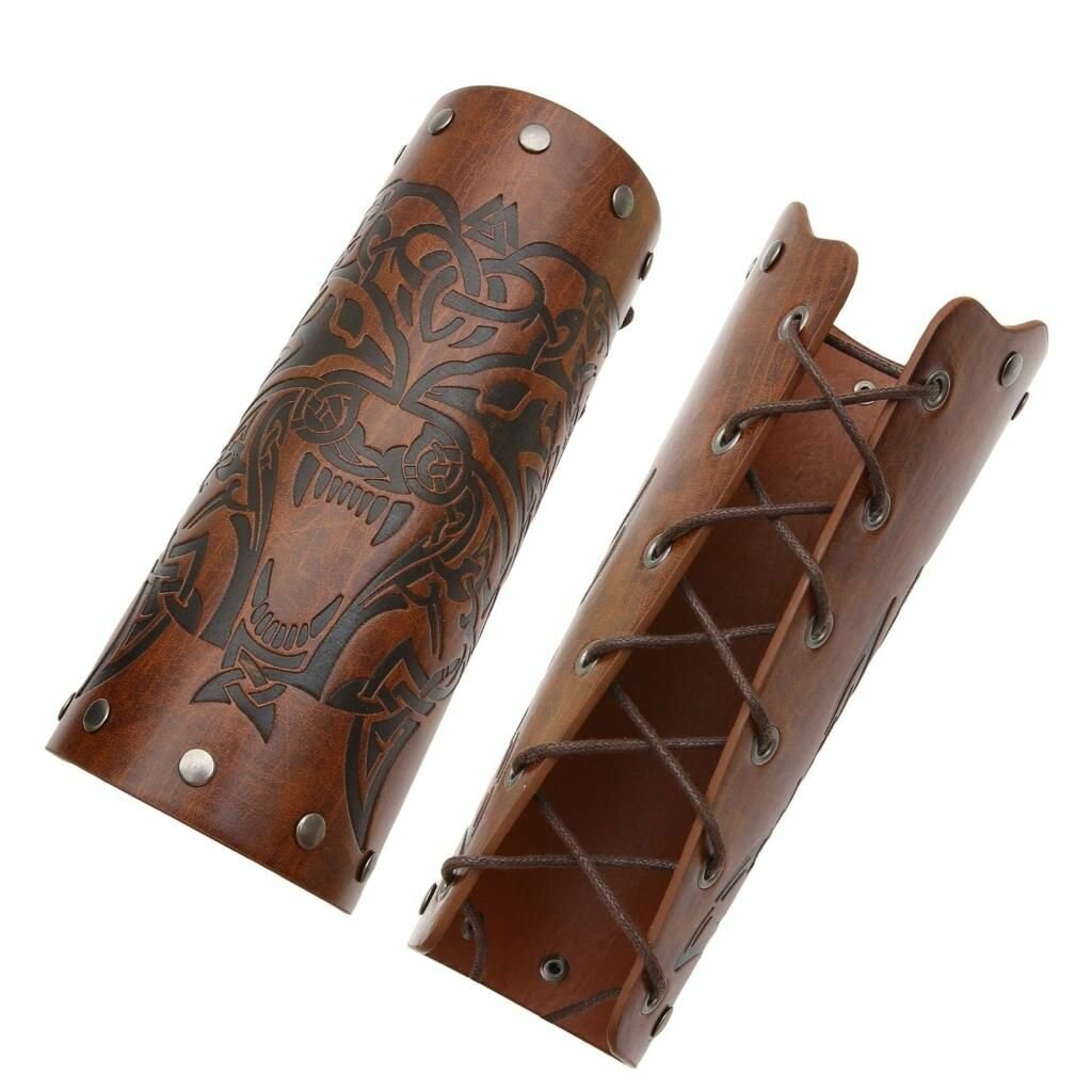 Кожаные наручи для взрослых, Коричневая голова тигра